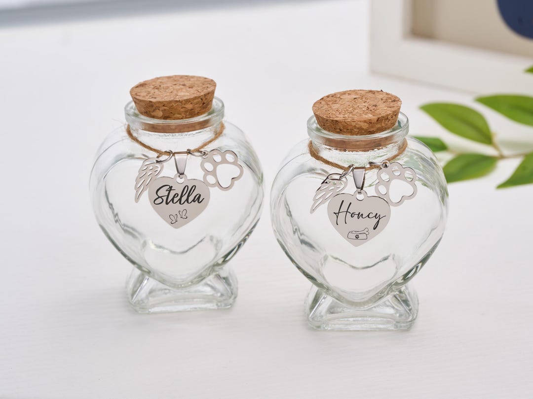 Pet Fur Keepsake Jar With Portrait, Custom Pet Hair Memorial Jar, Pet ...