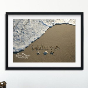 Welcome Sign, Beach House, Shore House Written in the Sand, Digital ...