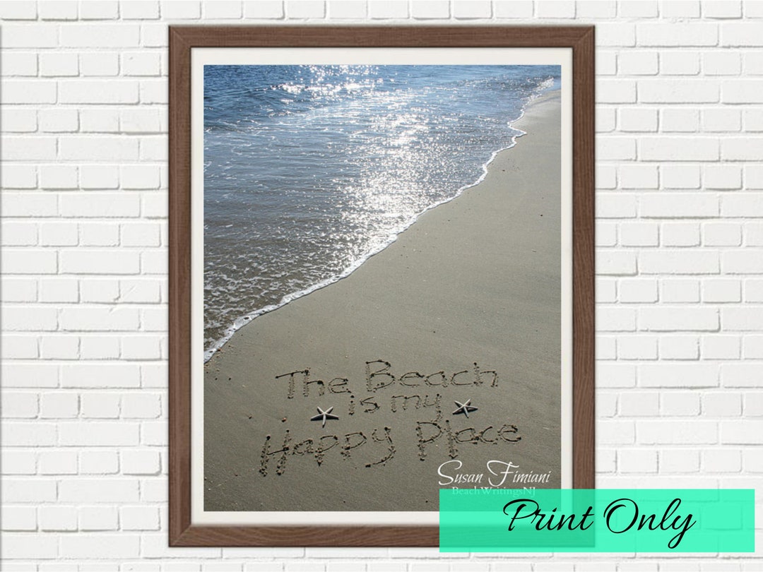 The Beach is My Happy Place Sand Beach Writing Fine Art Photo - Etsy UK