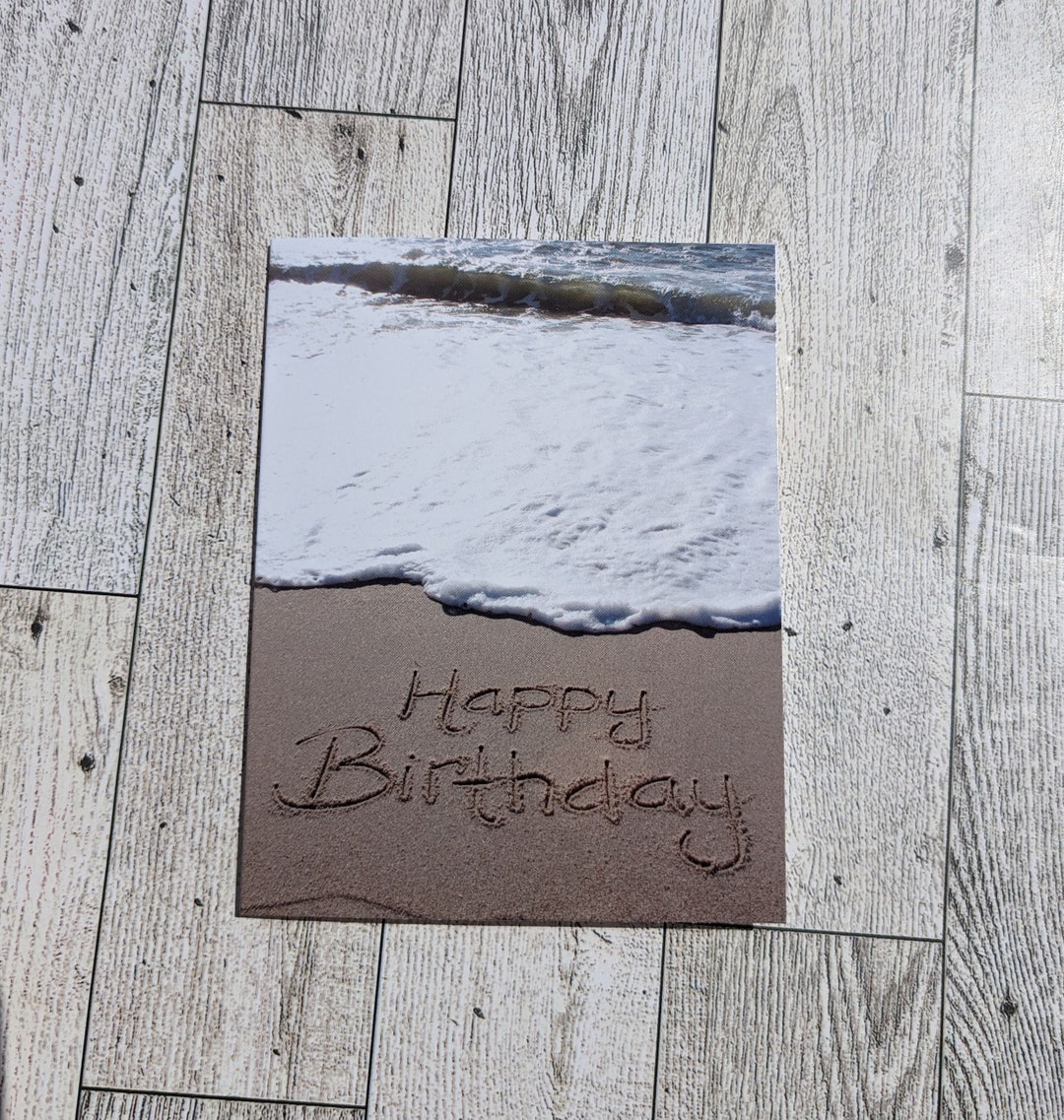 Beach Happy Birthday Card. Beach Writing, Sand Writing, Ocean, Beach ...