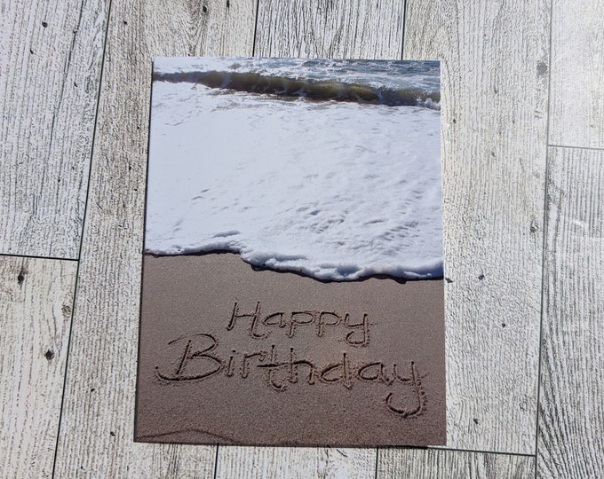 Beach Happy Birthday Card. Beach Writing, Sand Writing, Ocean, Beach ...