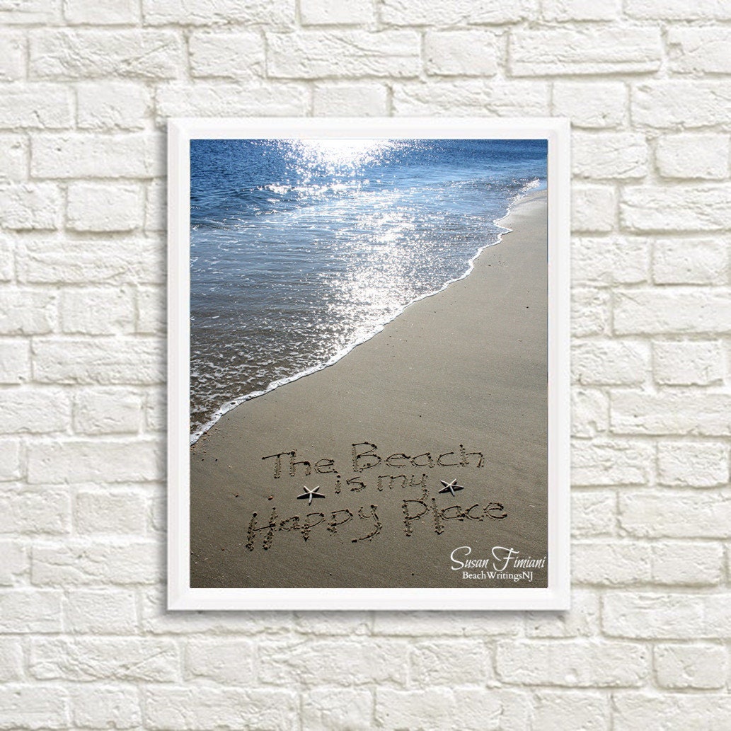 The Beach is my Happy Place Sand Beach Writing Fine Art Photo | Etsy