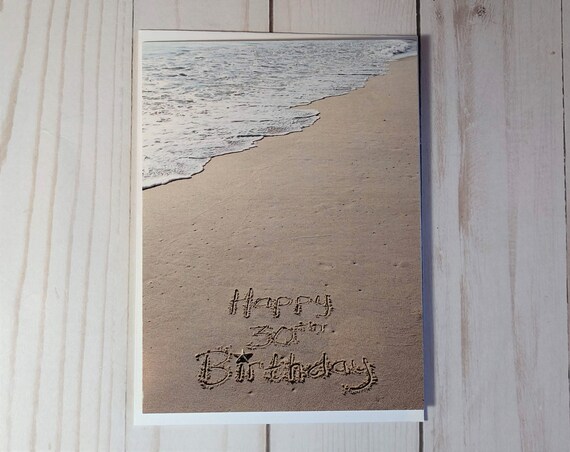 Happy 30th Birthday Card Beach Birthday Card Beach Writing - Etsy