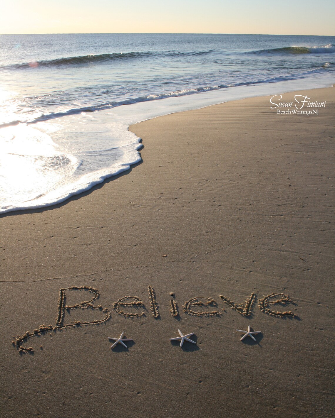 Believe Beach Writing Photo Lover Starfish Wave Sand PRINT - Etsy