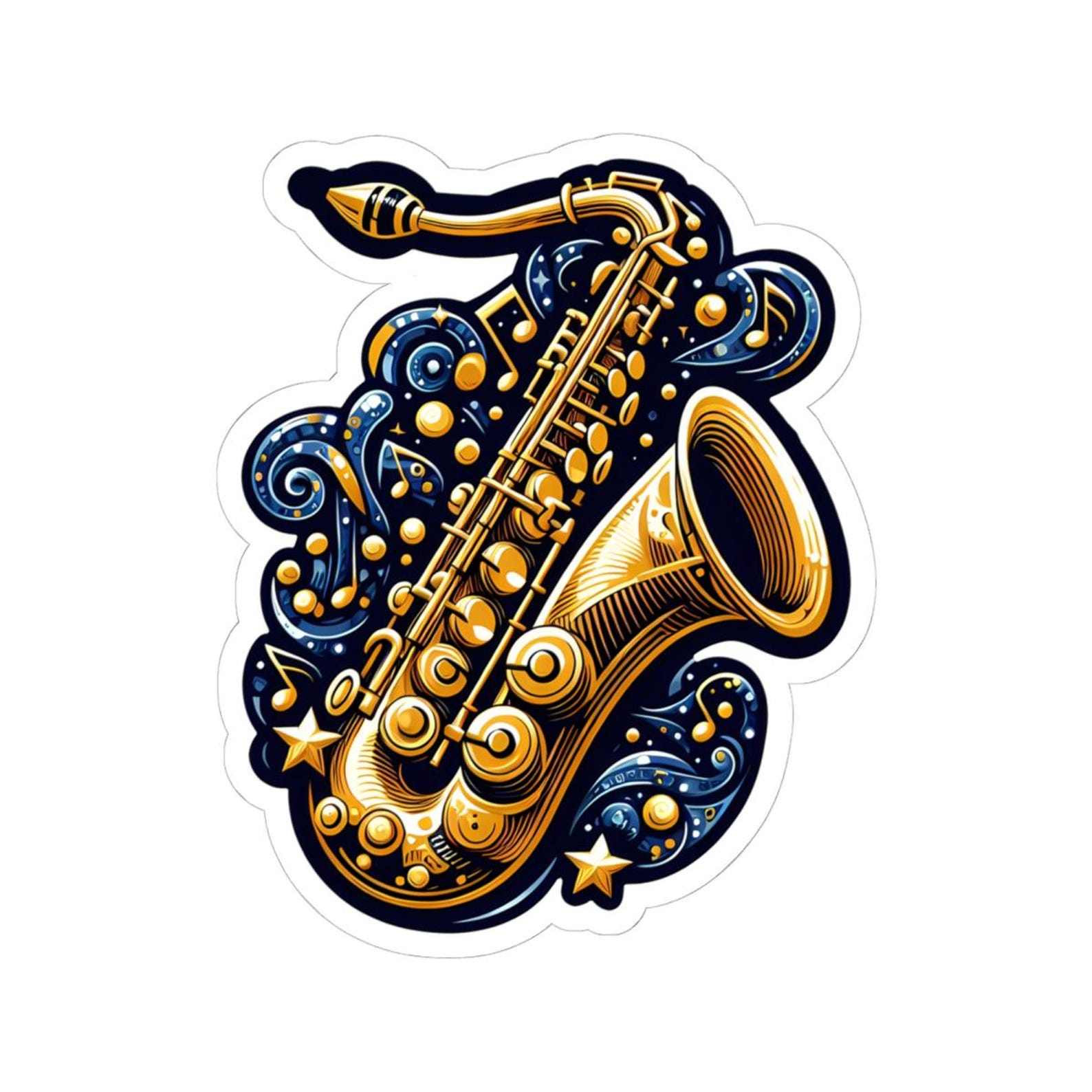 Saxophone Kiss-cut Sticker Jazz-inspired Vinyl Decal for Musicians ...