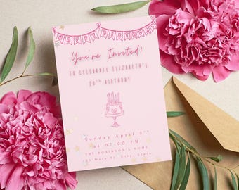Super Cute Pink Digital Birthday Invitation - Etsy