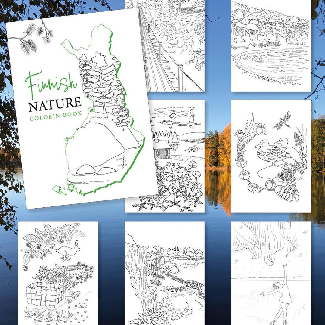 FINNISH NATURE Scenery Coloring Pages for Adults Printable Coloring ...