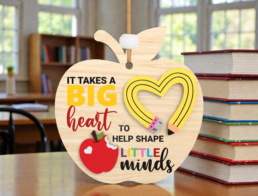 It Takes a Big Heart Teacher Apple Laser Cut File SVG, Teacher ...