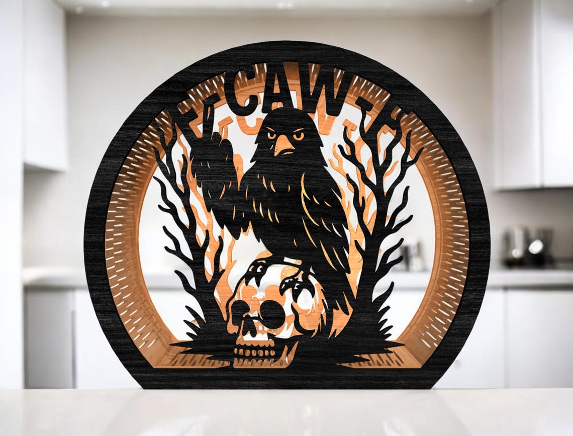 Funny Crow Lantern Laser Cut File SVG, Middle Finger Raven Skull Light ...