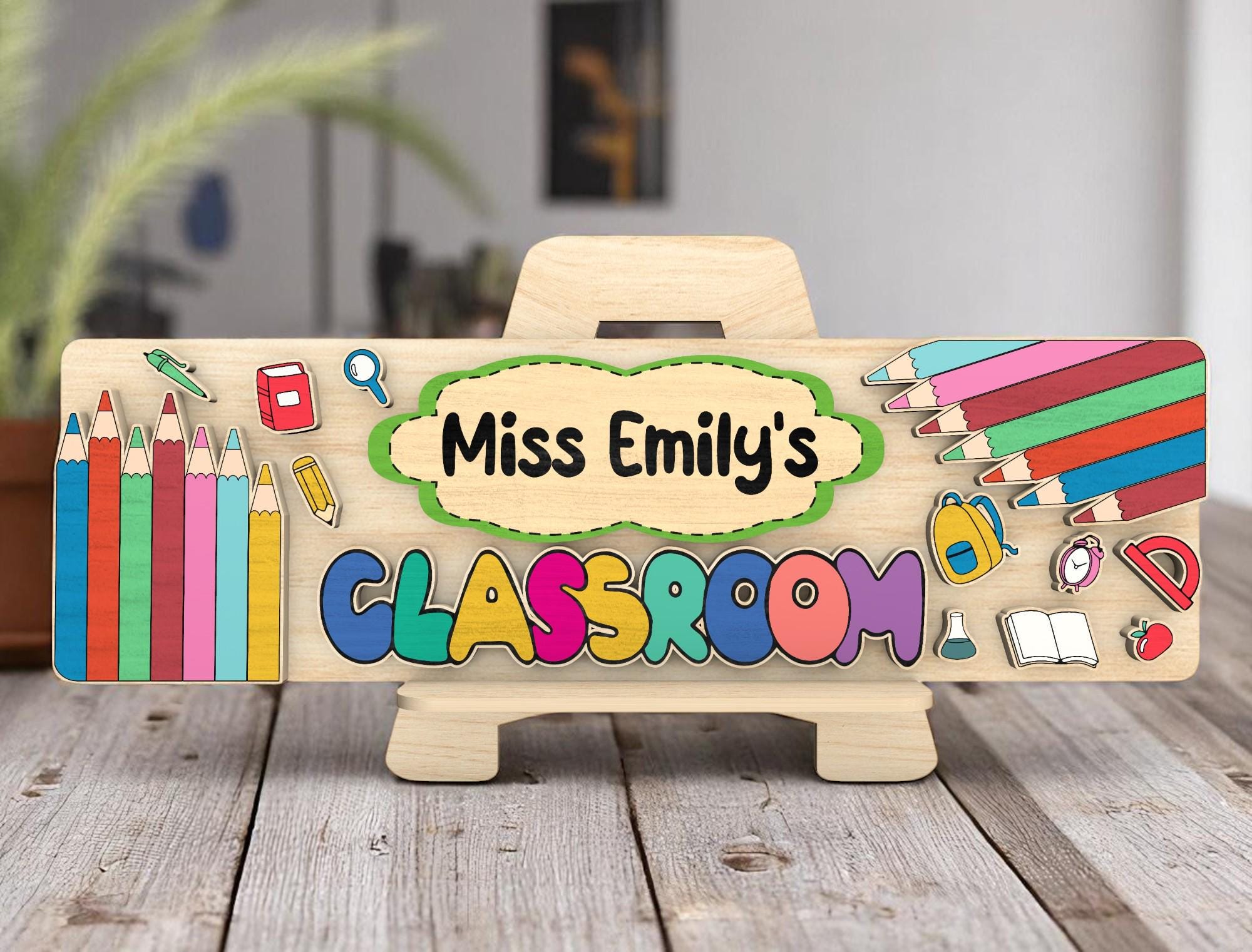 Colorful Classroom Name Sign Laser Cut SVG , Preschool Teacher Desk ...