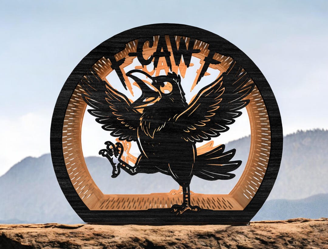 Crow Lantern Laser Cut File SVG, Funny Raven Light Box Svg, Caw Sound ...