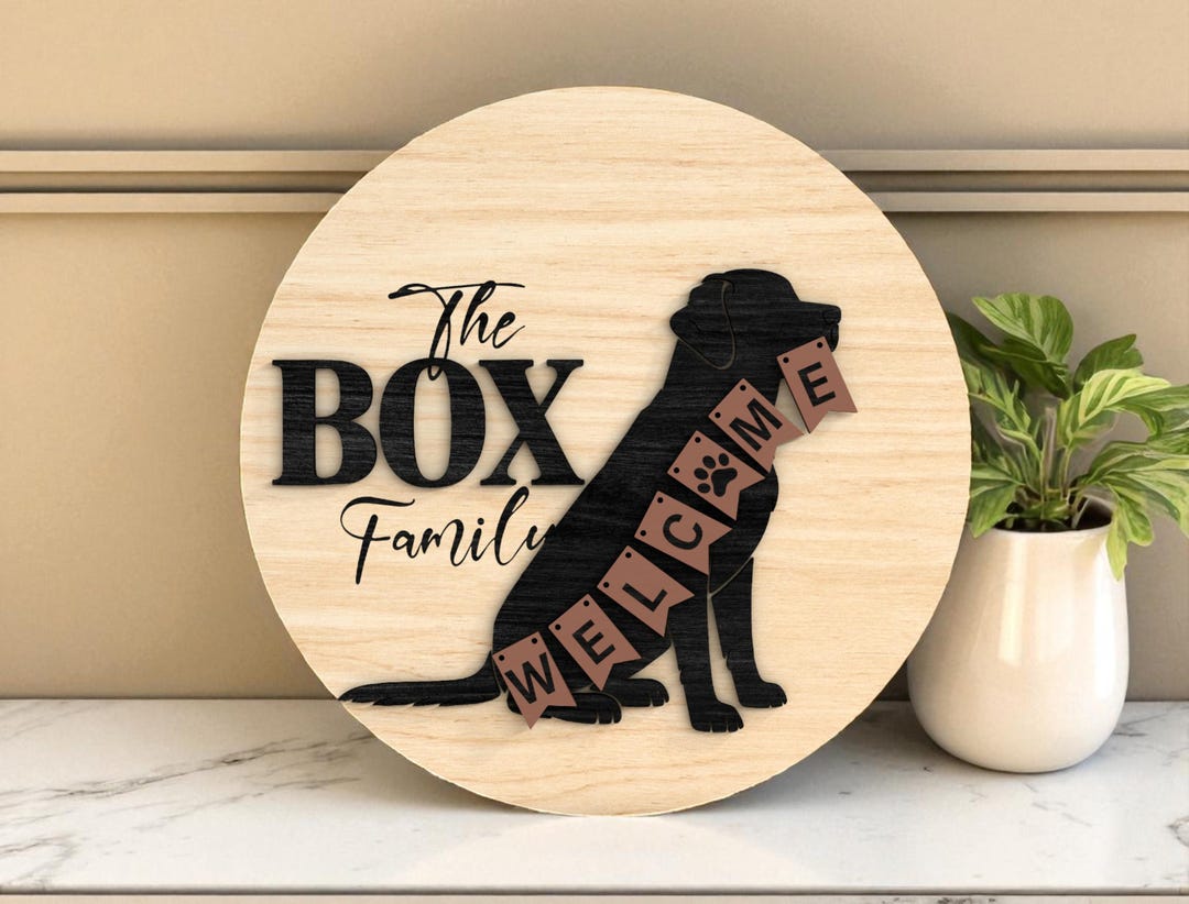 Personalized Labrador Sign SVG, Dog Welcome Banner Laser Cut File ...