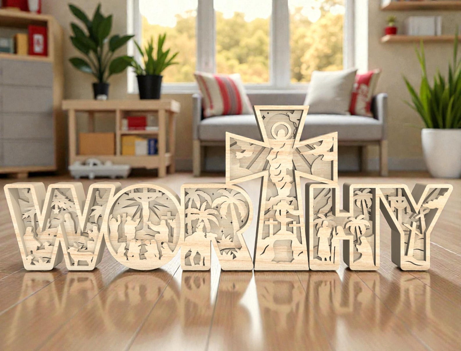 Worthy Easter Sign SVG, Holy Week Scenes Laser Cut File Svg, Palm ...