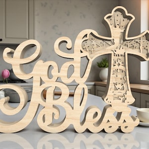 God Bless Cross Sign SVG, Nativity Scene Laser Cut File Svg, Christian ...