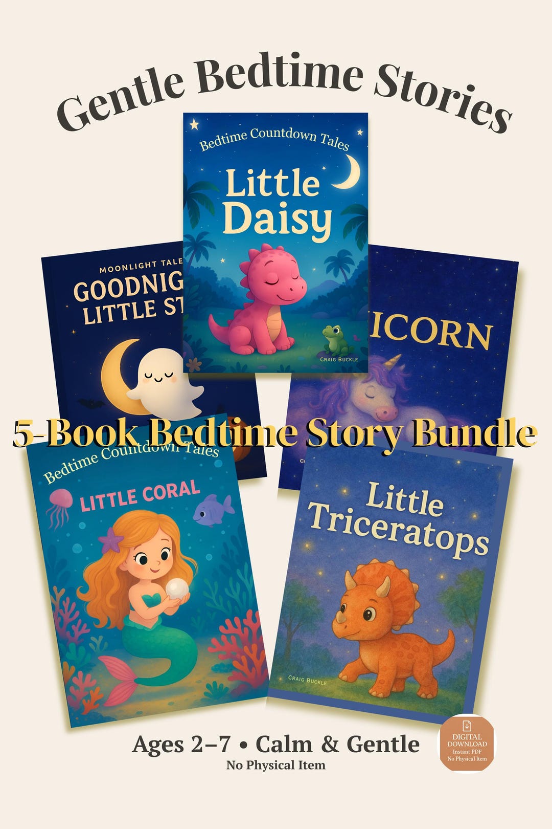 5 Gentle Bedtime Stories for Kids | Calming Children’s Book Bundle PDF ...