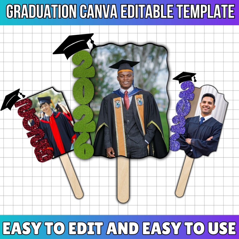 Graduation Canva Editable Template 2026 | Senior Photo Fan Design ...