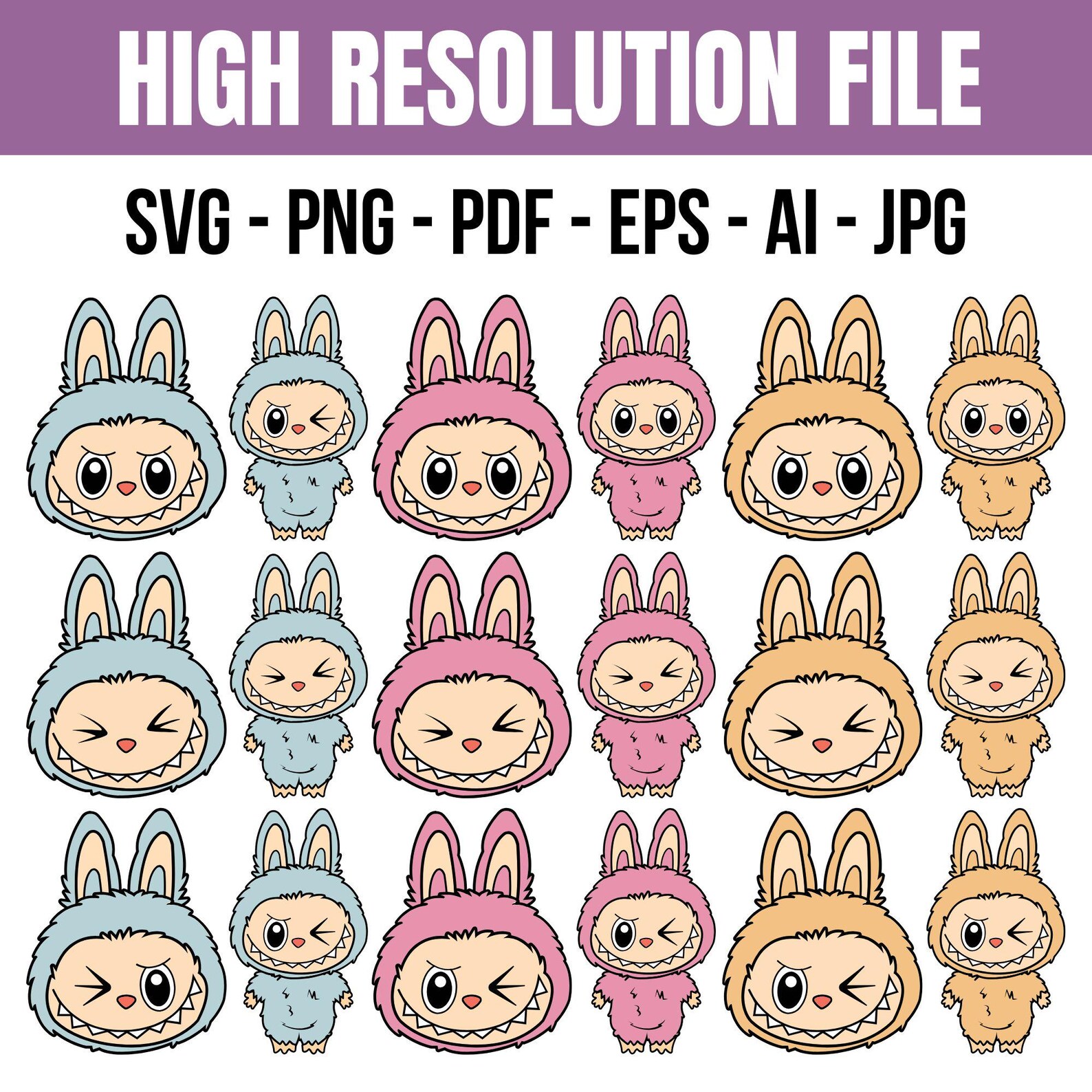 Labubu Designs SVG Bundle, Labubu Clipart, Labubu PNG, Cute Labubu ...