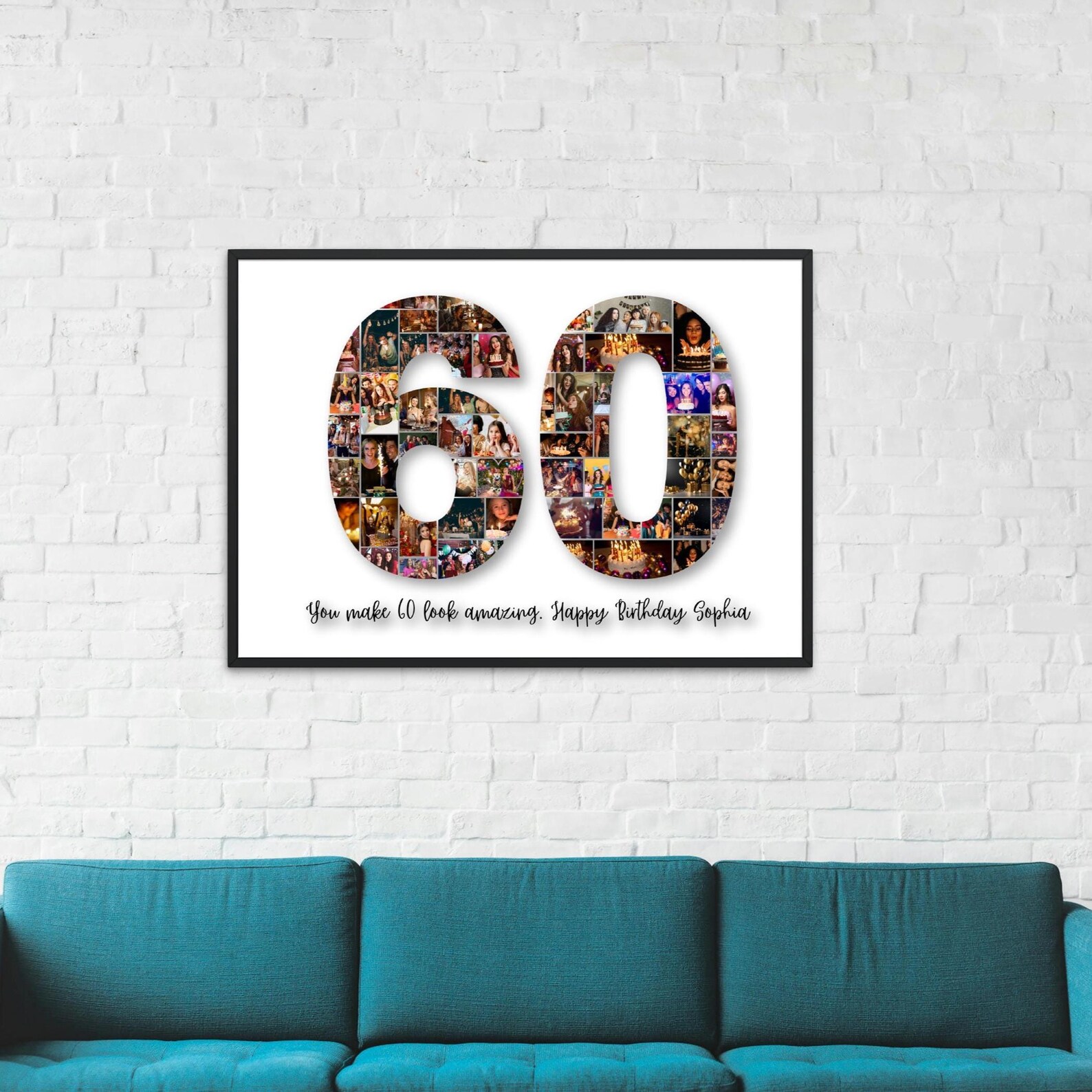 60th Birthday Photo Collage Template, Number 60 Collage, 60th Collage ...