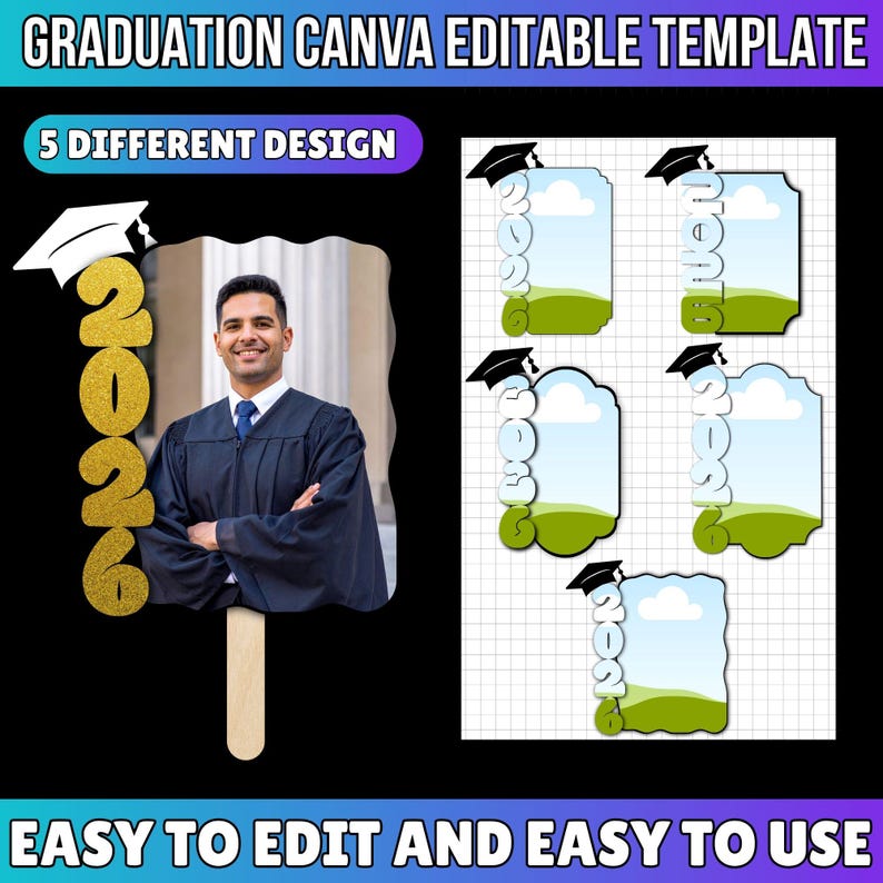 Graduation Canva Editable Template 2026 | Senior Photo Fan Design ...