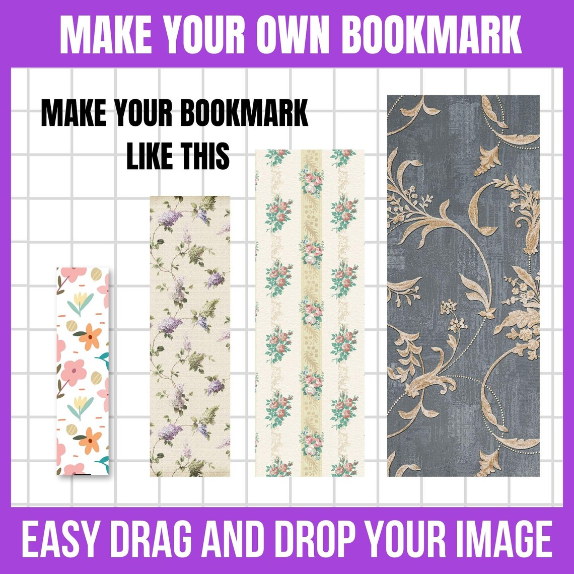 Bookmark Editable Canva Template, Printable Bookmarks Canva Frame, Drag ...