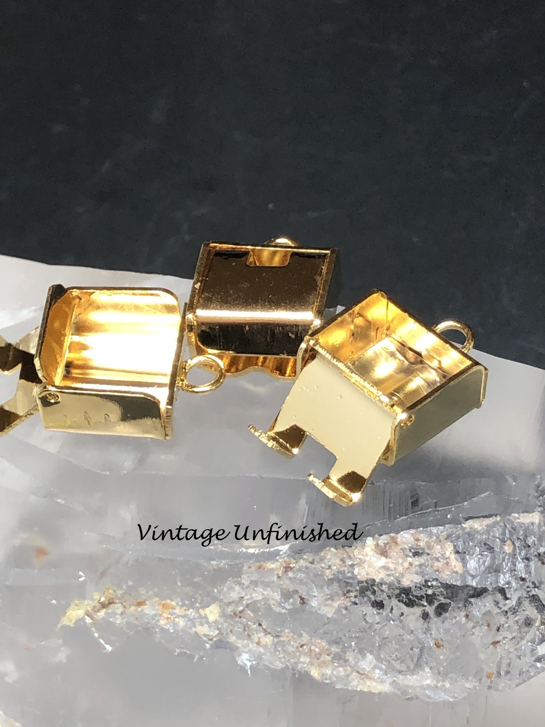 6 Vintage 15mm Large Gold Plated Brass Clasp - Two Cords or One Large ...