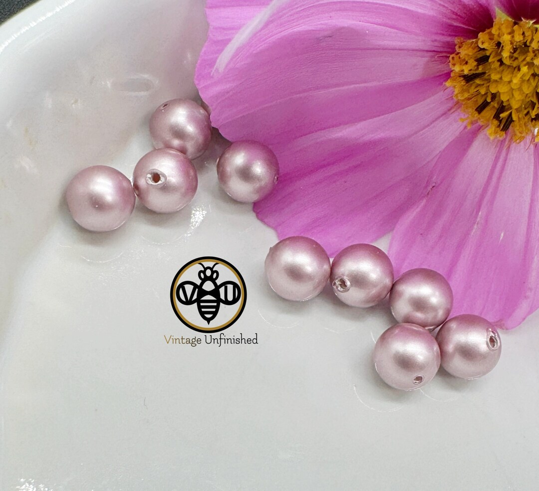 10 Swarovski 6mm Powder Rose Round 5810 Vintage Pearl Beads Authentic ...