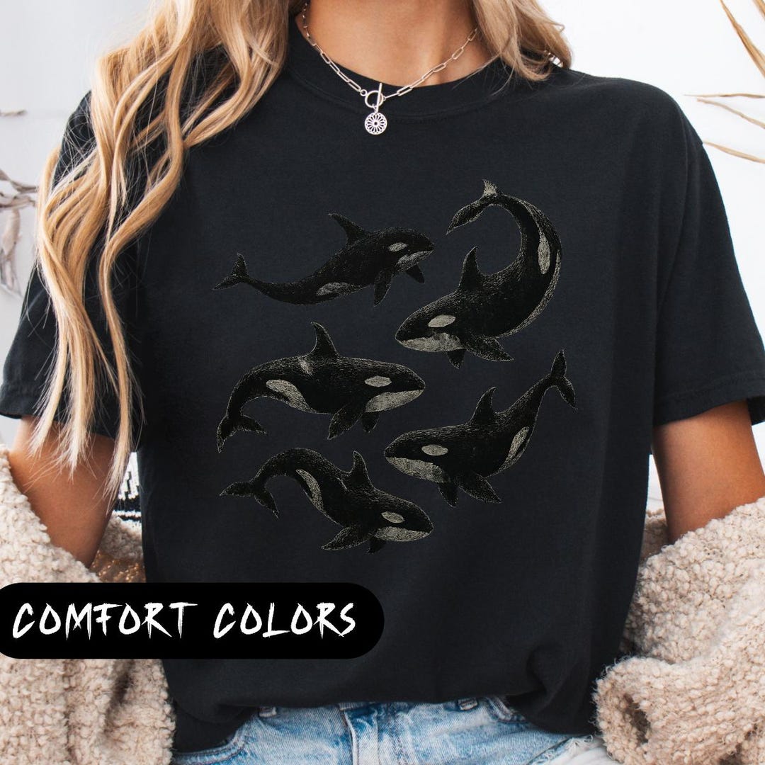 Gothic Orca Shirt | Vintage Swimming Orca T-shirt | Halloween Aesthetic ...