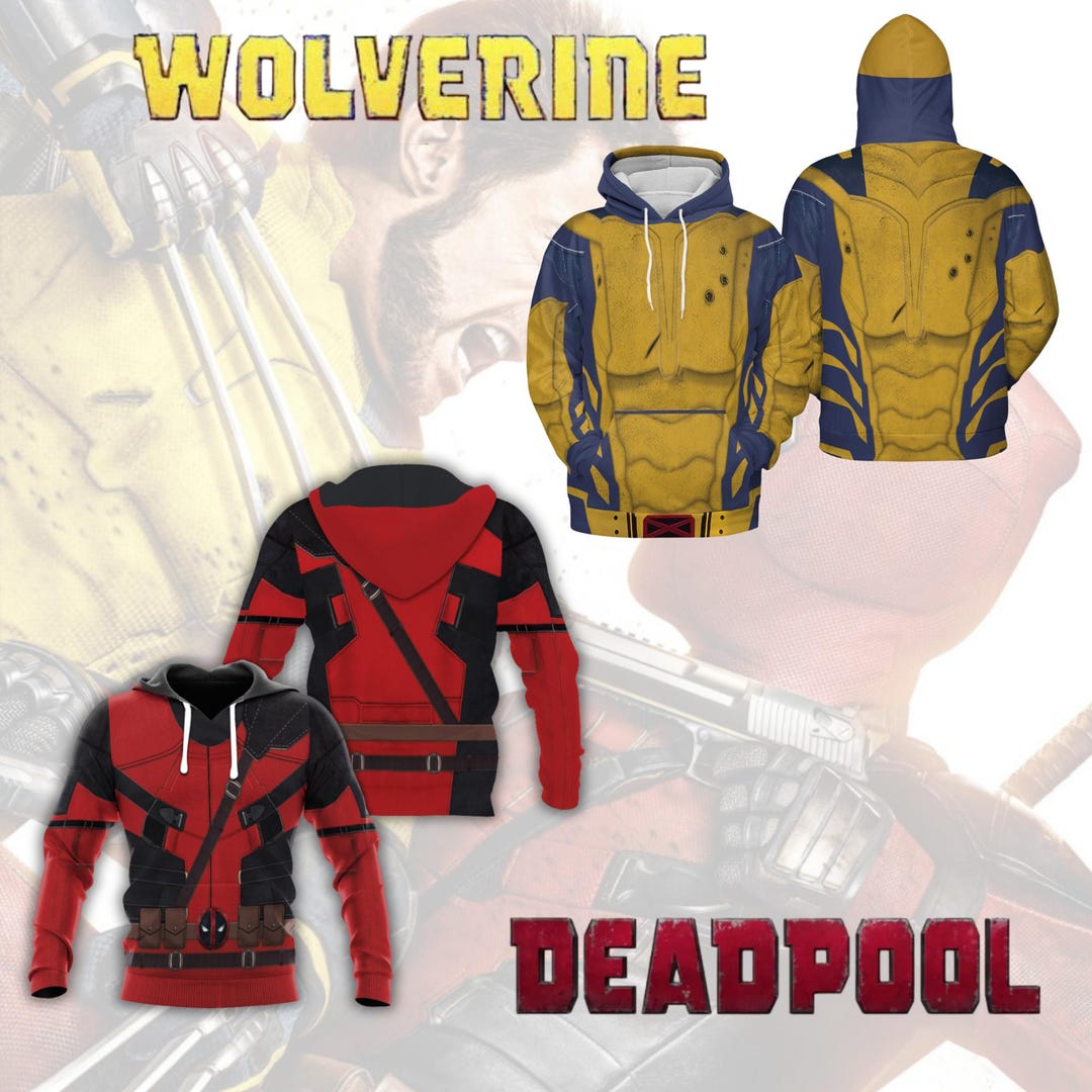 Deadpool & Wolverine 3D Print Hoodie: Superhero Cosplay Sweatshirt - Etsy
