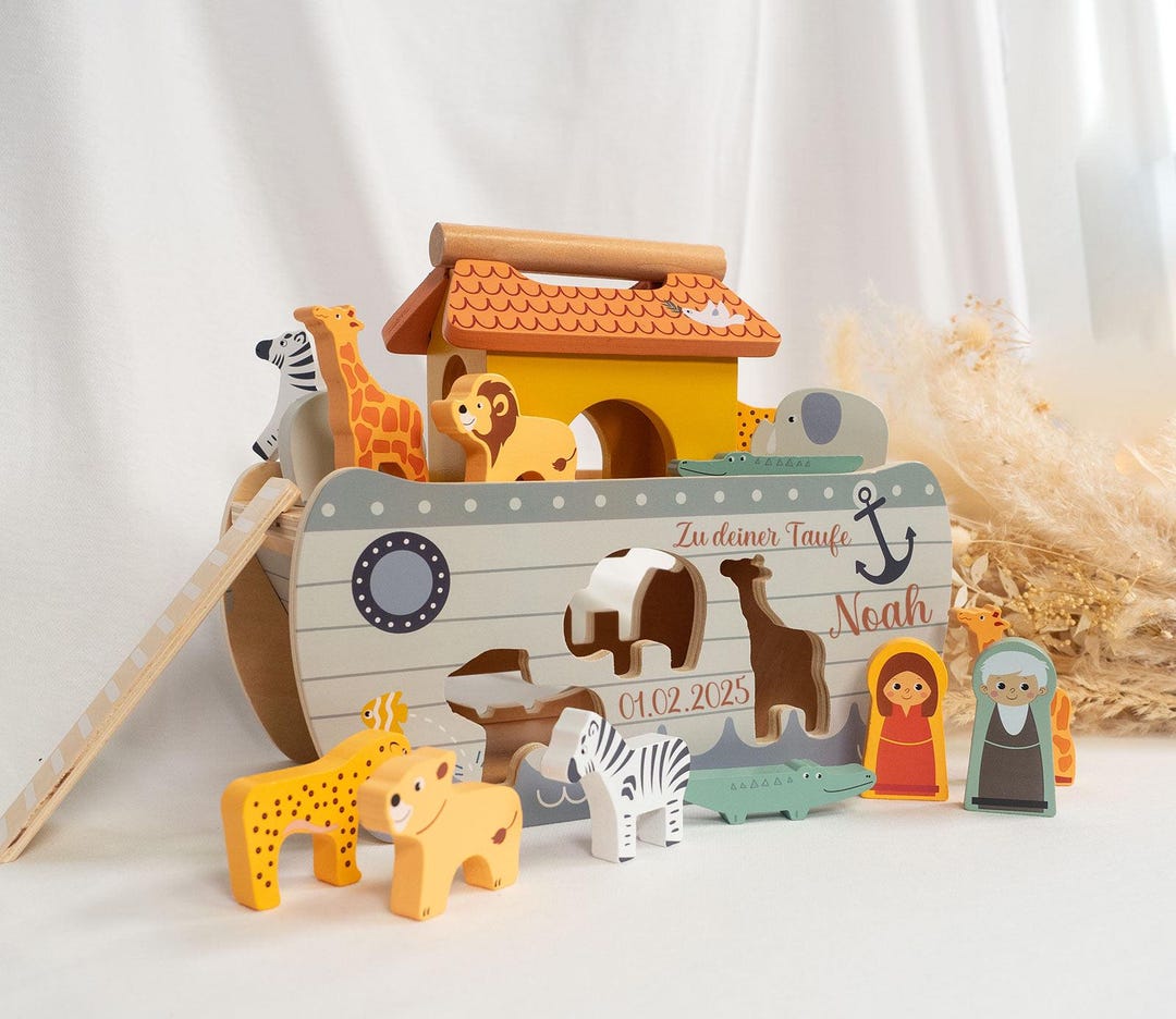 Personalized Wooden Noah's Ark Christening Gift With Name and ...