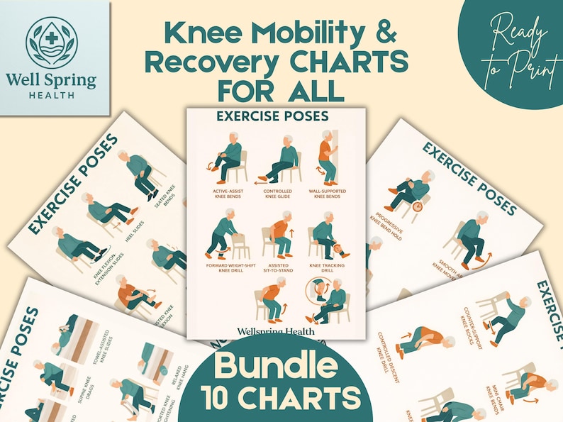Knee Mobility & Recovery Exercise Charts | ACL Meniscus Surgery Rehab ...