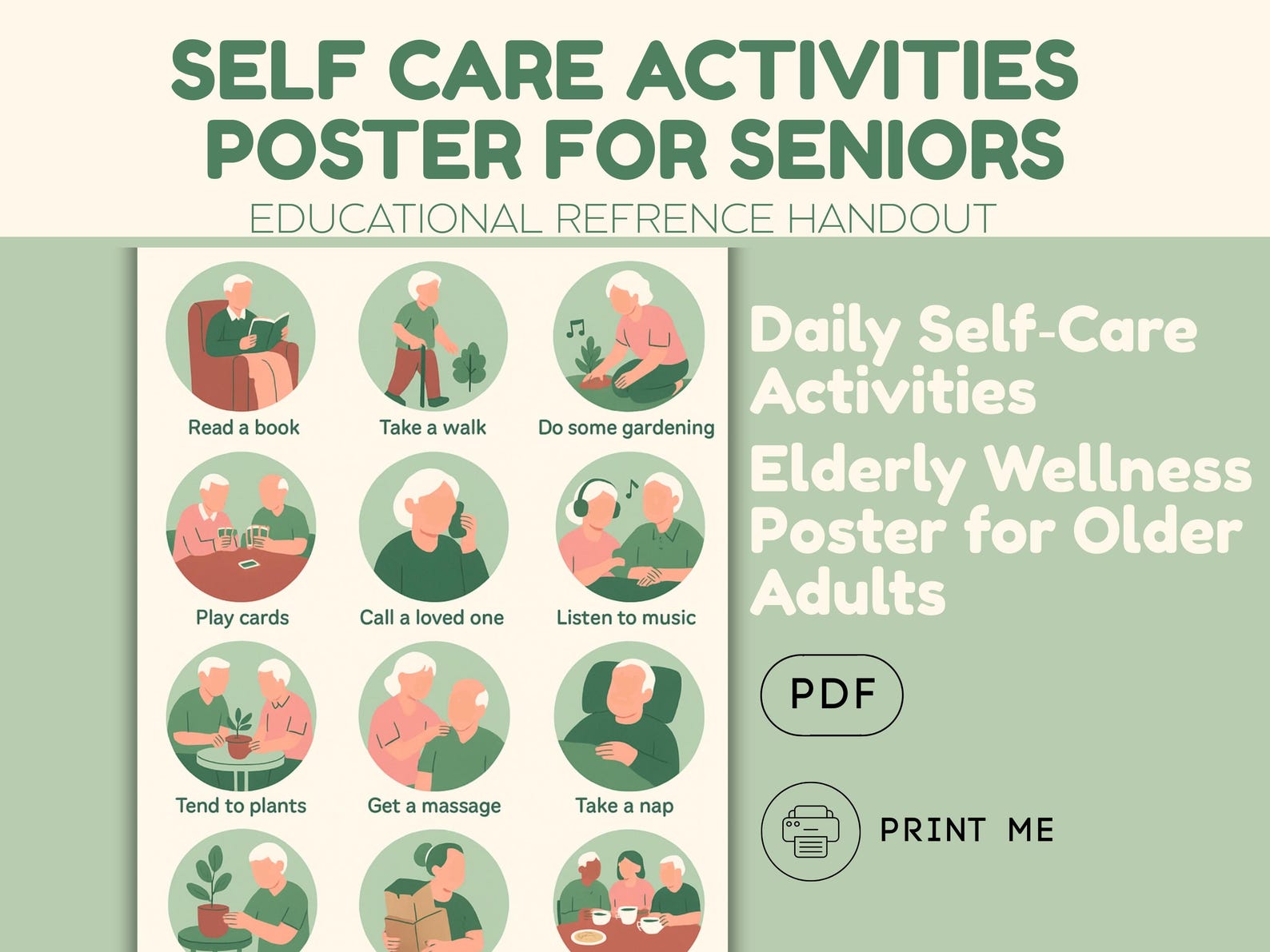 Self-care for Seniors Poster: Elderly Wellness Activities, Retirement ...