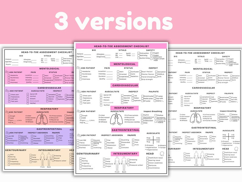 Nursing Assessment Checklist: Printable Nurse Report Sheet (PDF ...