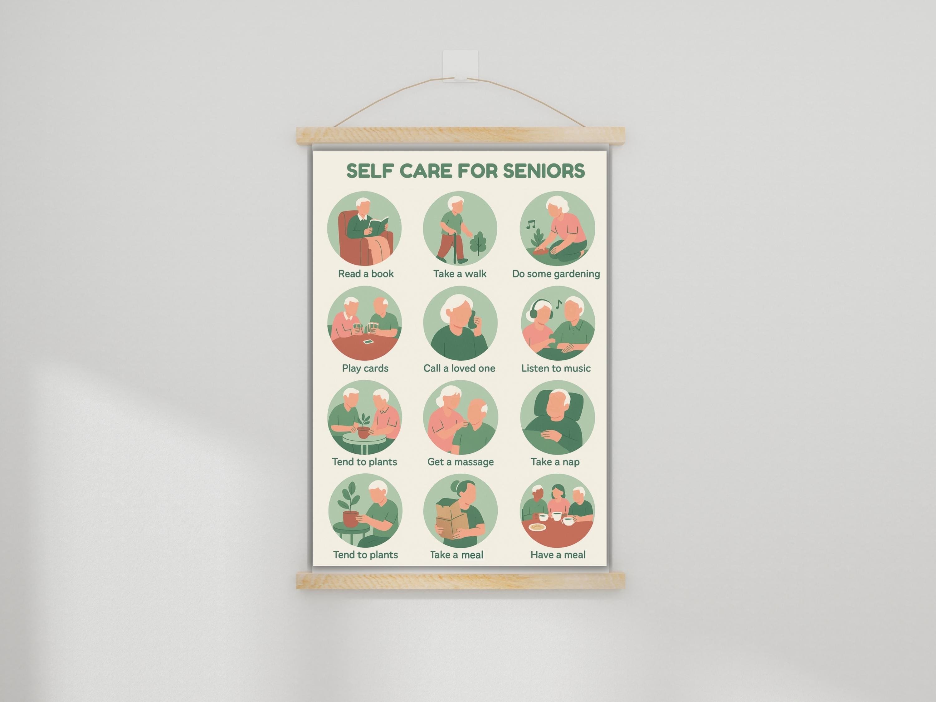 Self-care for Seniors Poster: Elderly Wellness Activities, Retirement ...
