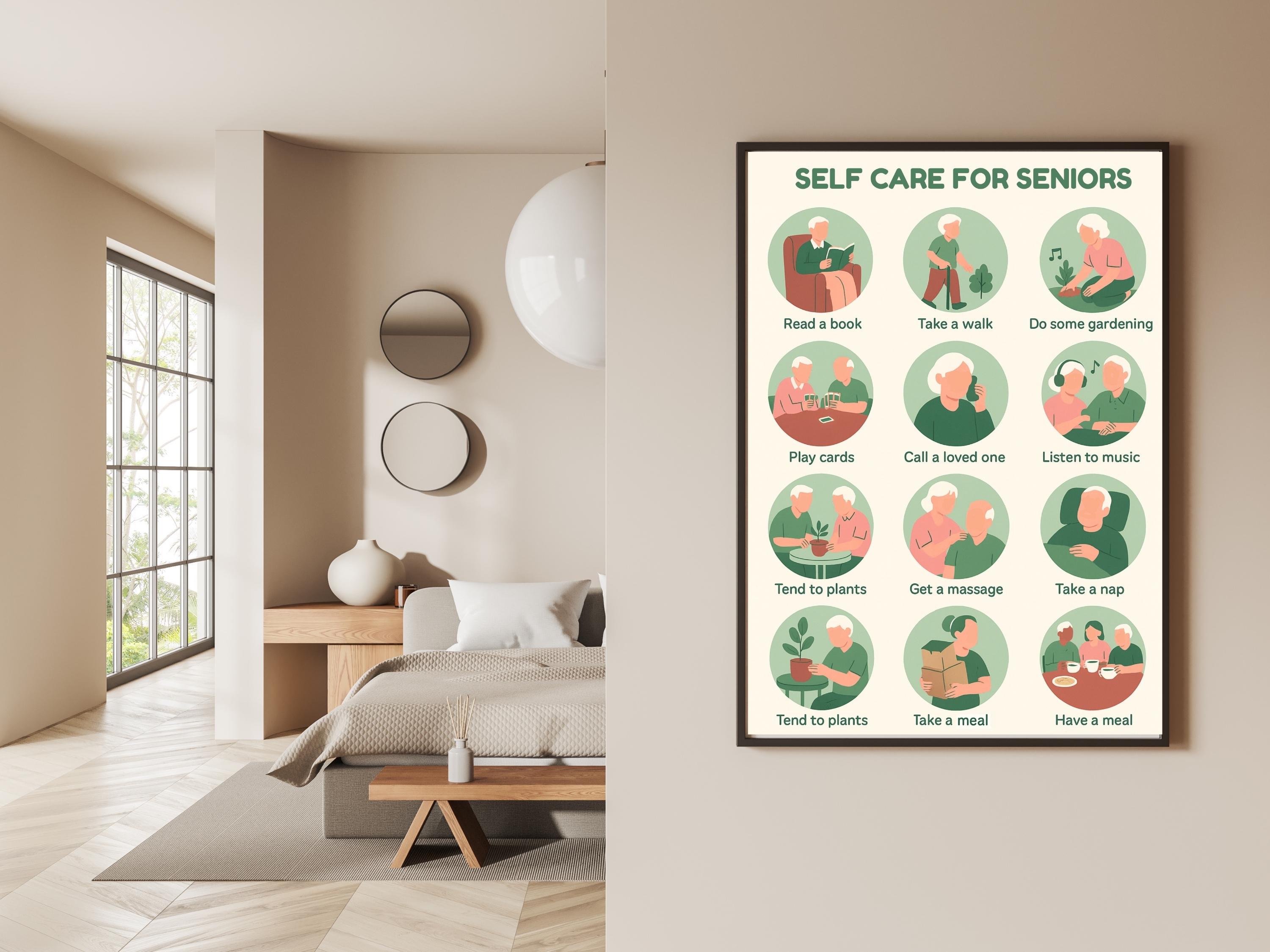Self-care for Seniors Poster: Elderly Wellness Activities, Retirement ...