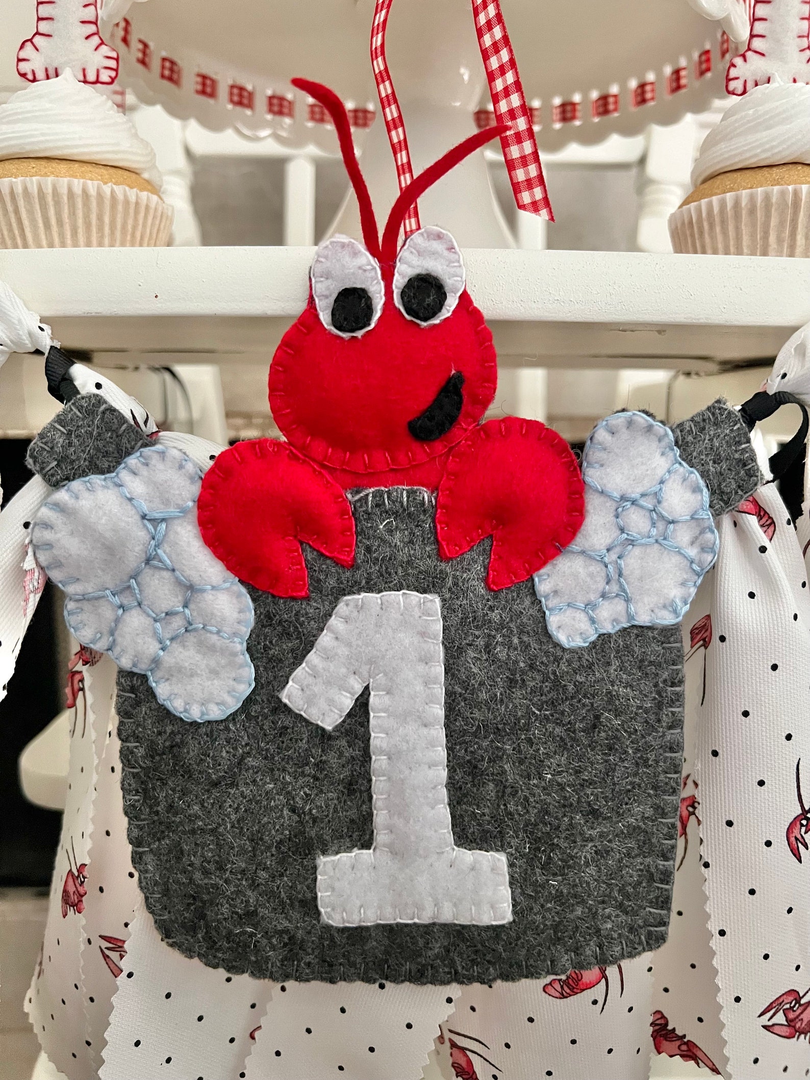 Crawfish Crab First Birthday Cake Topper High Chair Set Boil Seafood ...