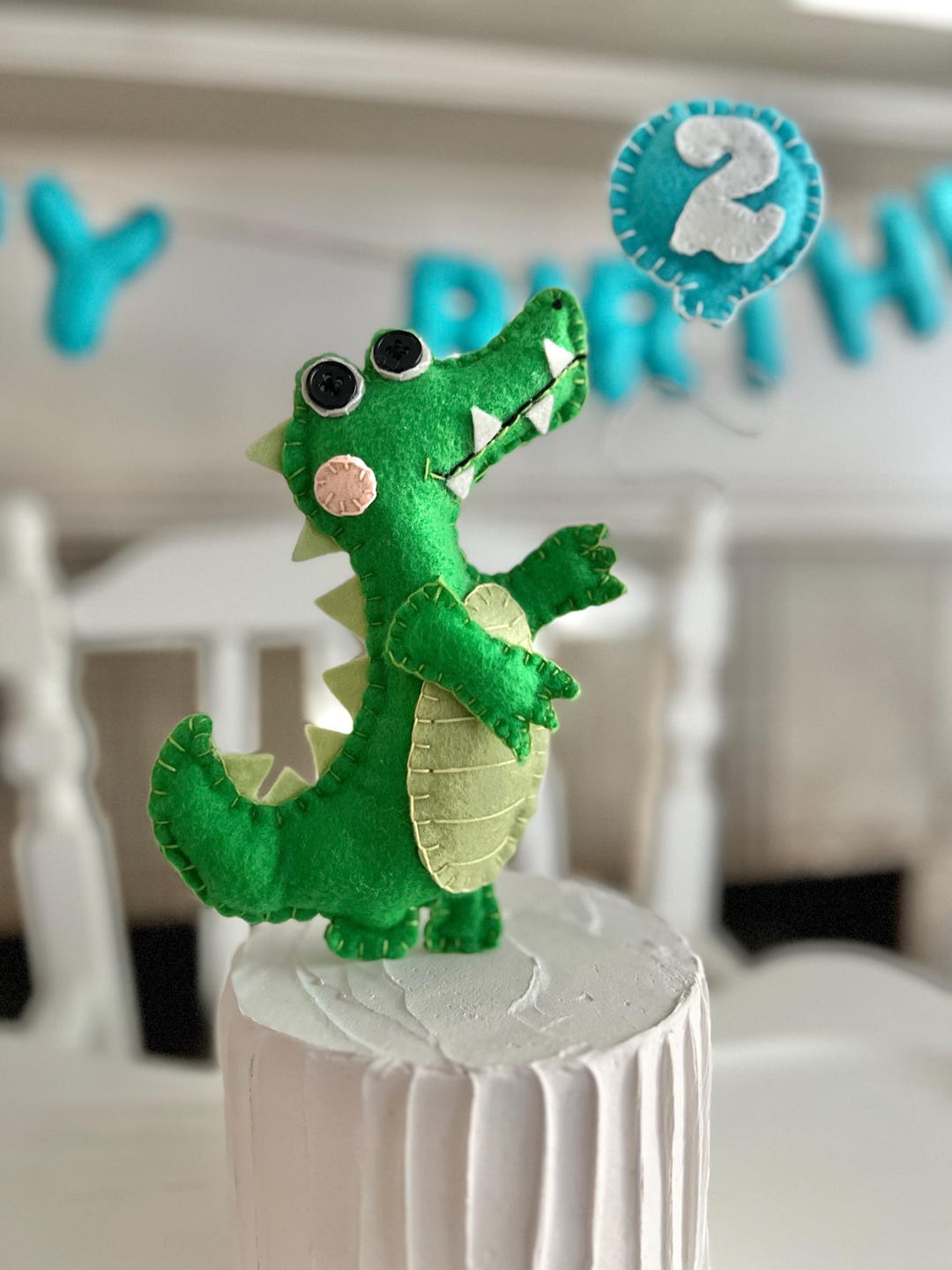Alligator Topper Holding Balloon for First Birthday New Orleans ...