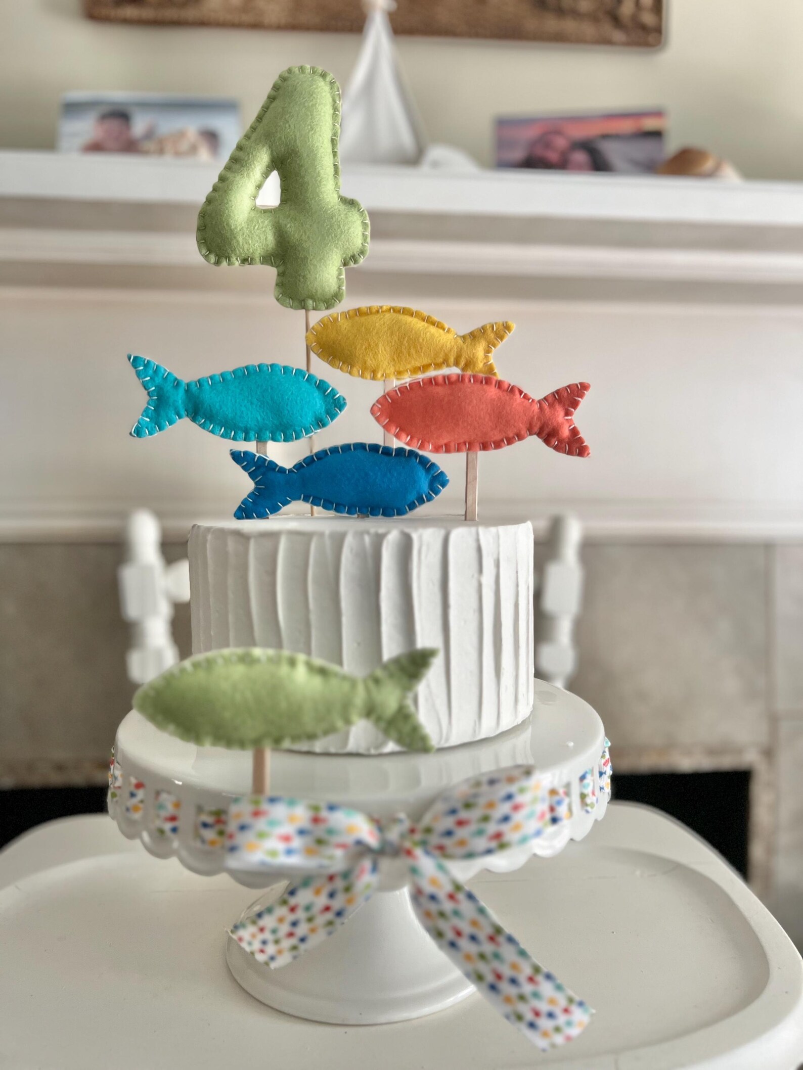 O’fishally FOUR Cake Topper Fish Topper Fishing Cake Toppers Felt ...