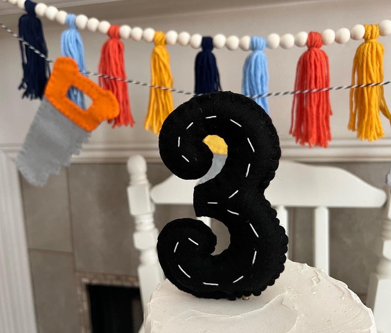 Construction Number Cake Topper Construction Excavator Road Birthday Im ...