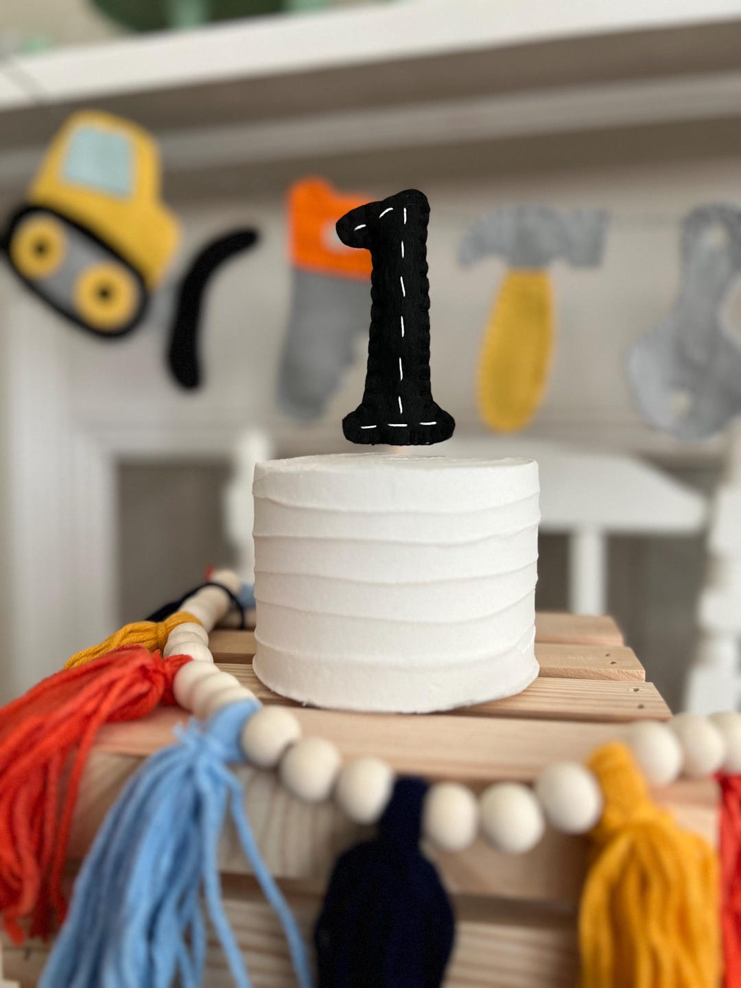 Construction Number Cake Topper Construction Excavator Road Birthday I ...