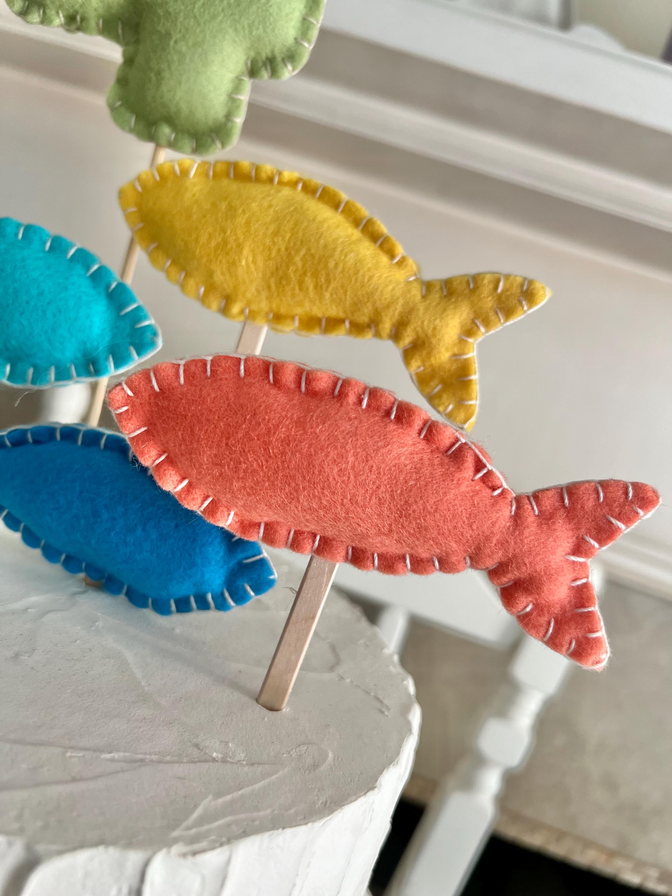O’fishally FOUR Cake Topper Fish Topper Fishing Cake Toppers Felt ...