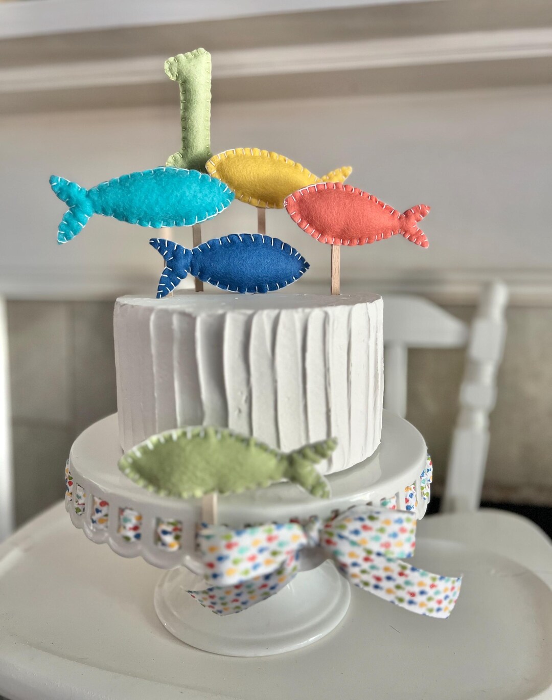 O’fishally ONE Cake Topper Fish Topper Fishing Cake Toppers Felt Number ...