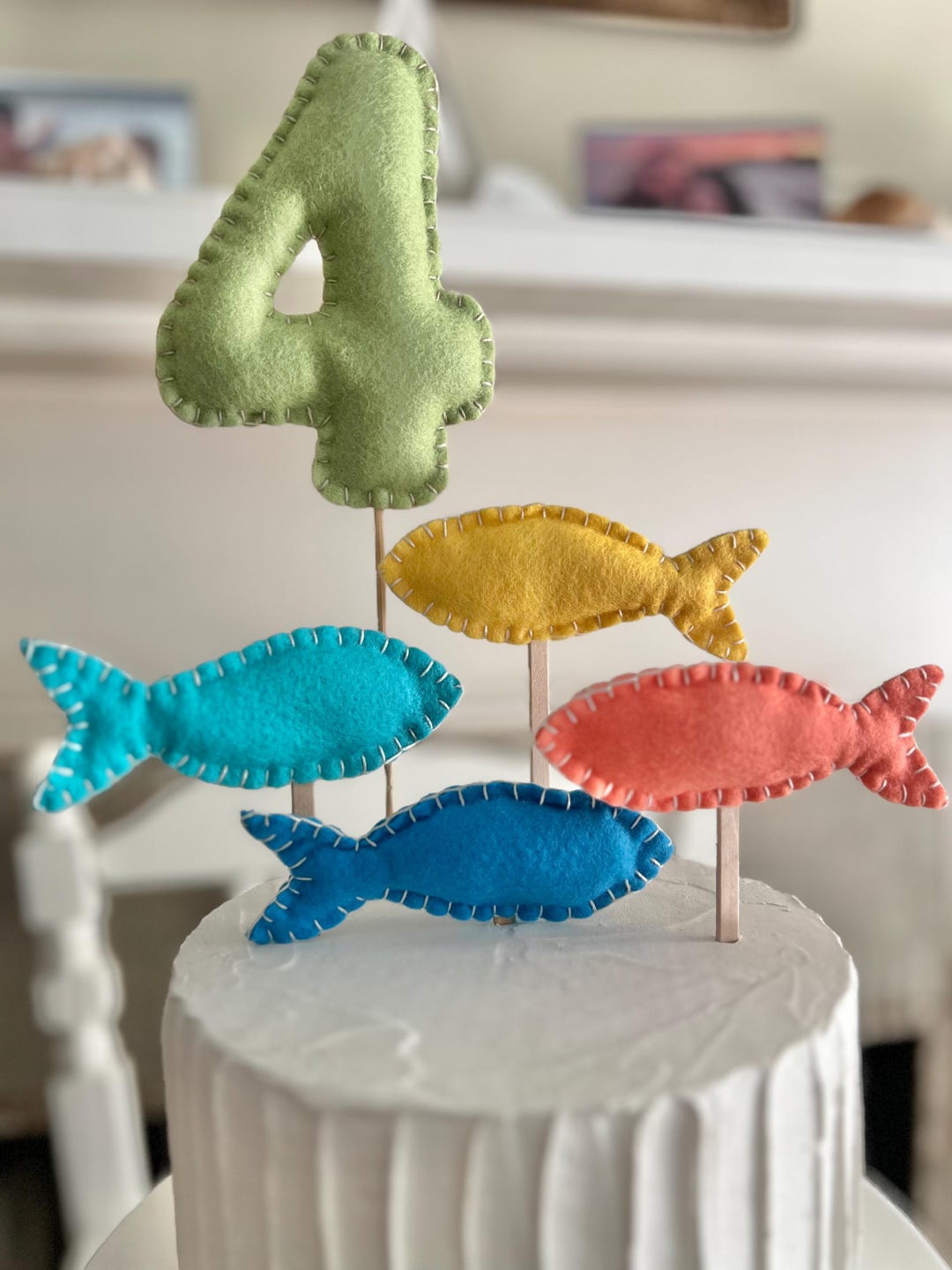 O’fishally FOUR Cake Topper Fish Topper Fishing Cake Toppers Felt ...