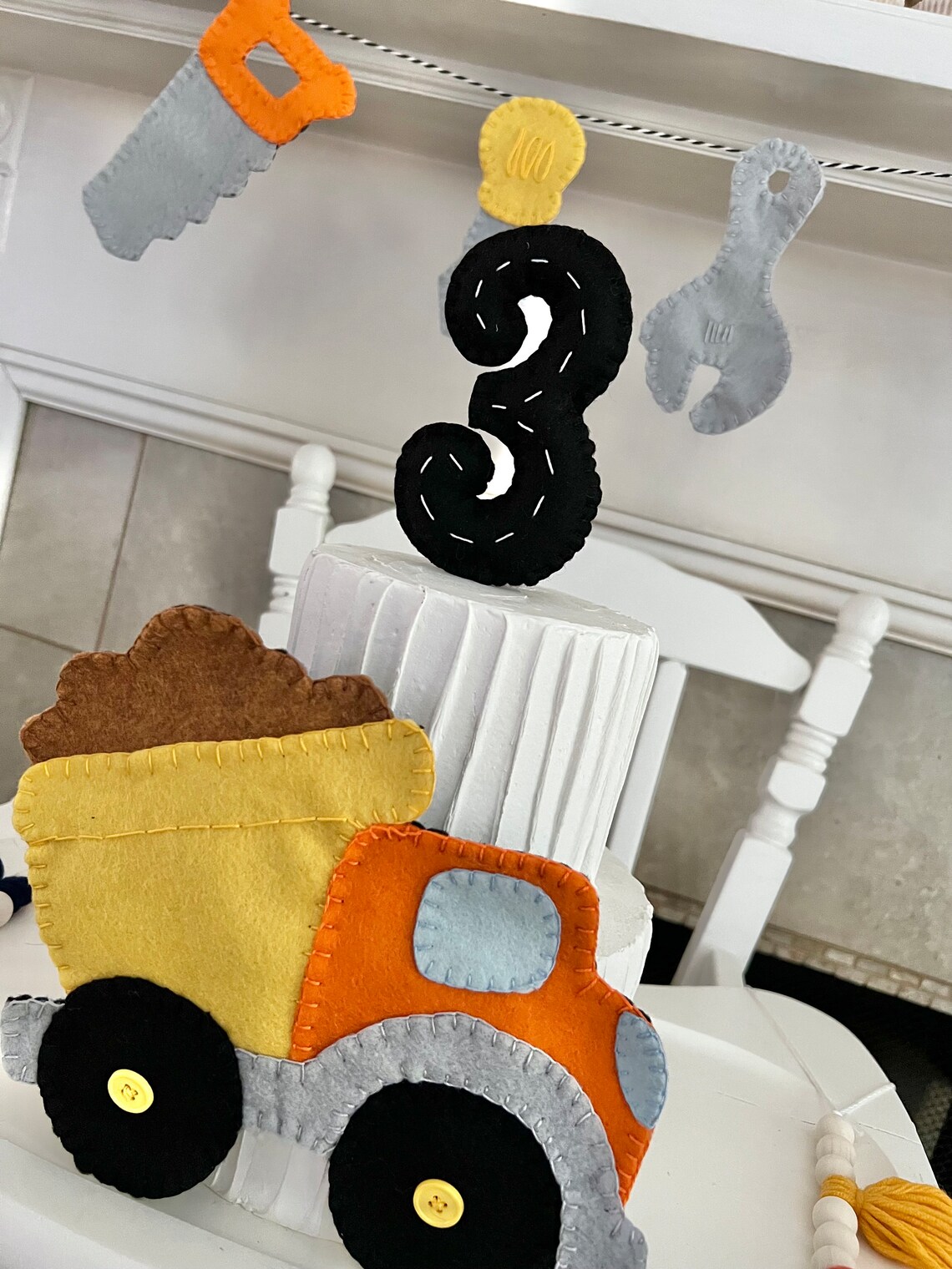 Construction Number Cake Topper Construction Excavator Road Birthday Im ...