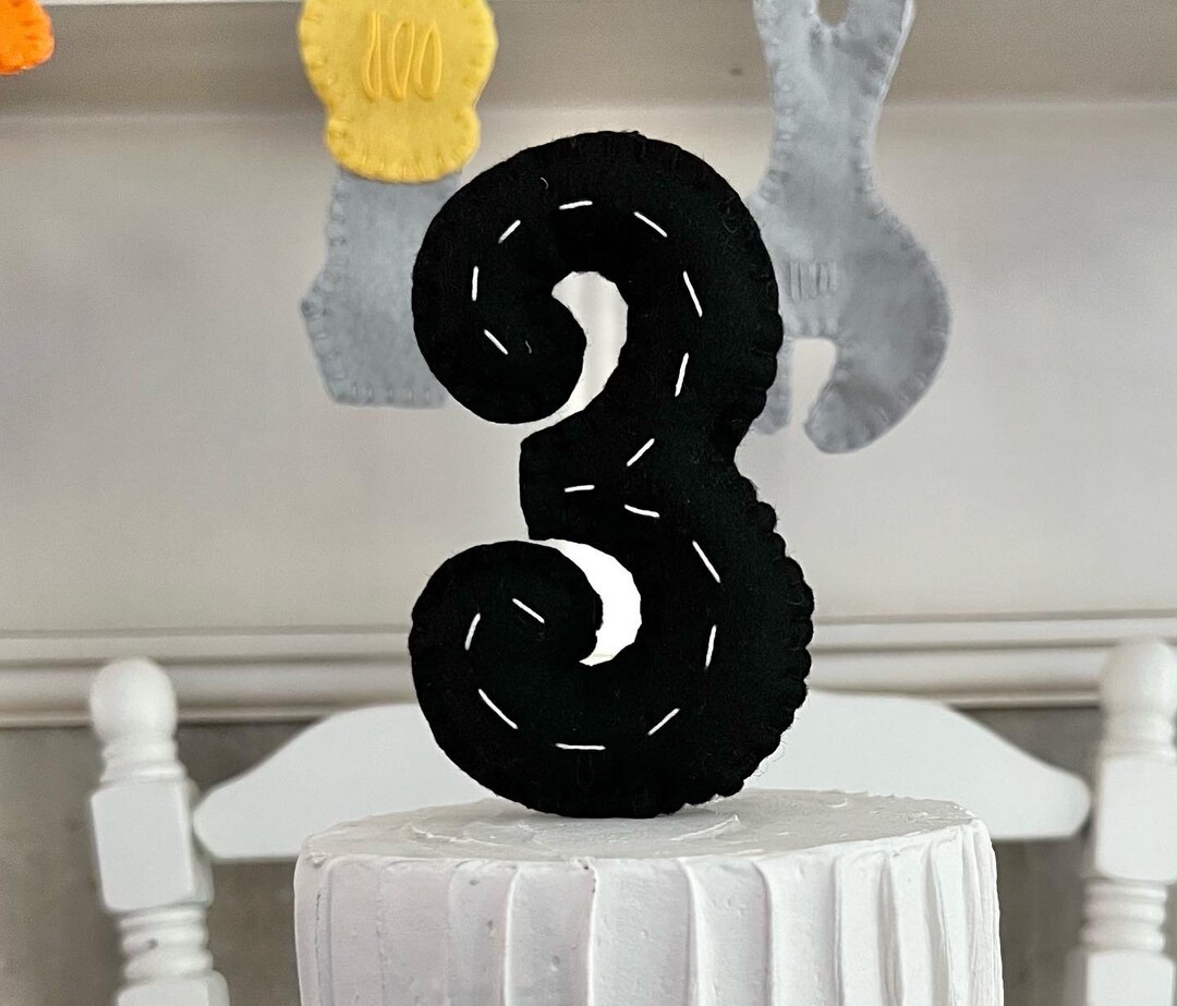 Construction Number Cake Topper Construction Excavator Road Birthday Im ...
