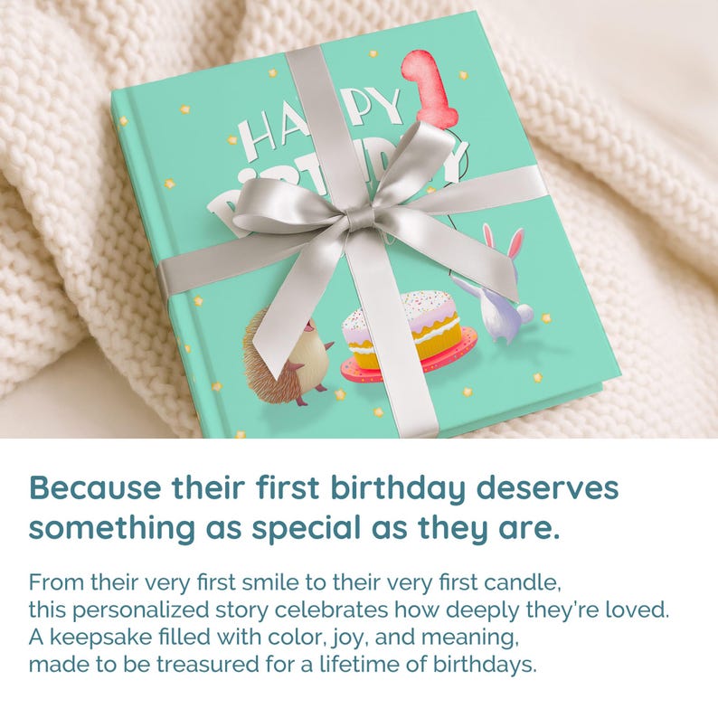 Personalized First Birthday Book, 1st Birthday Keepsake Gift for Boy or ...