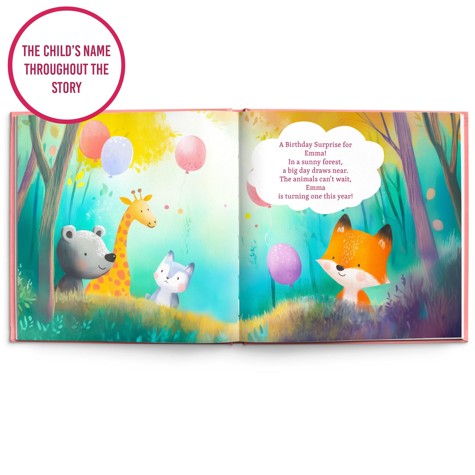 Personalized First Birthday Book, Custom Girl Animal Storybook, 1 Year ...