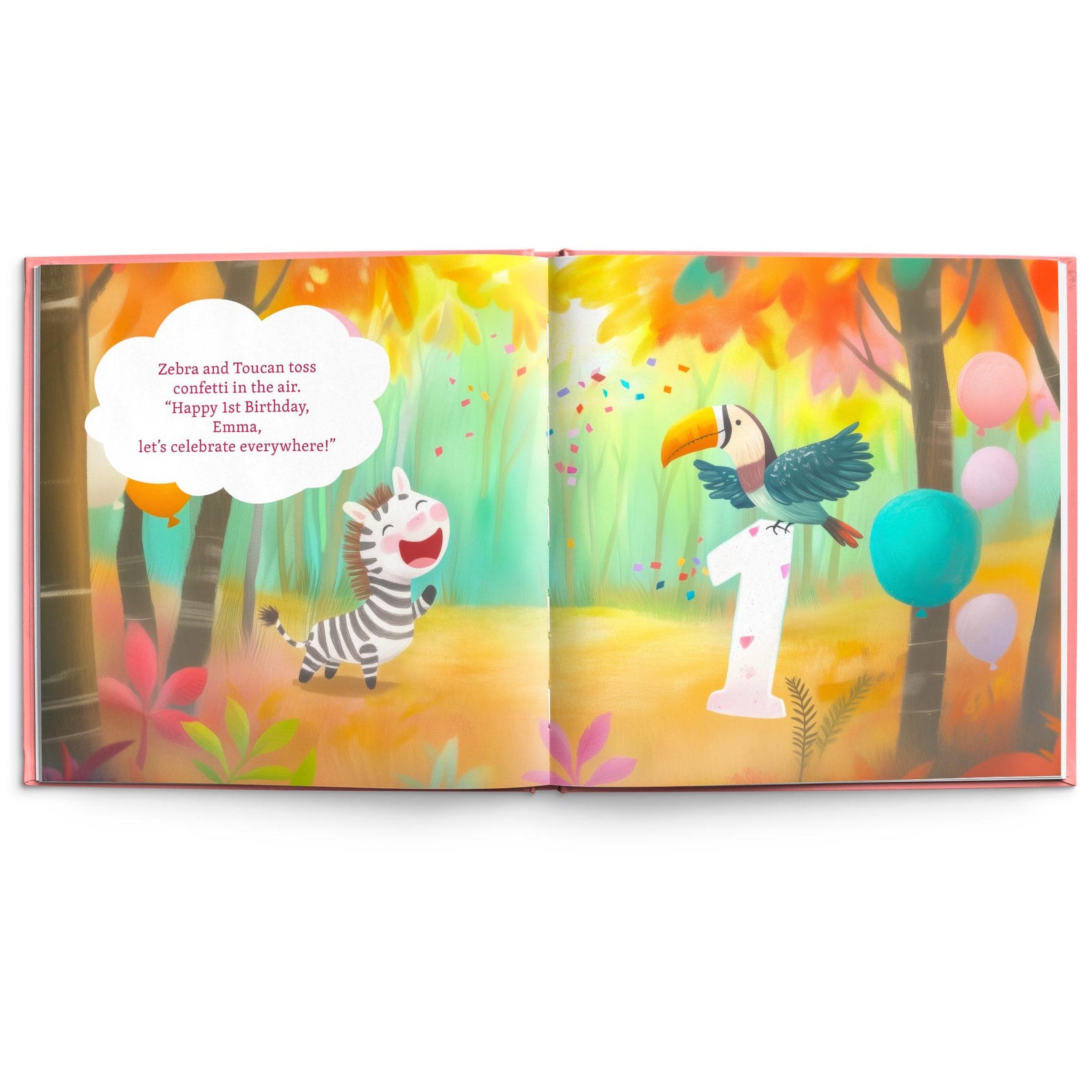 Personalized First Birthday Book, Custom Girl Animal Storybook, 1 Year ...