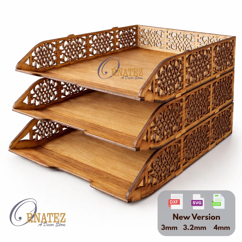 Paper Tray Organizer SVG DXF | Laser Cut Letter Tray Design for Office ...