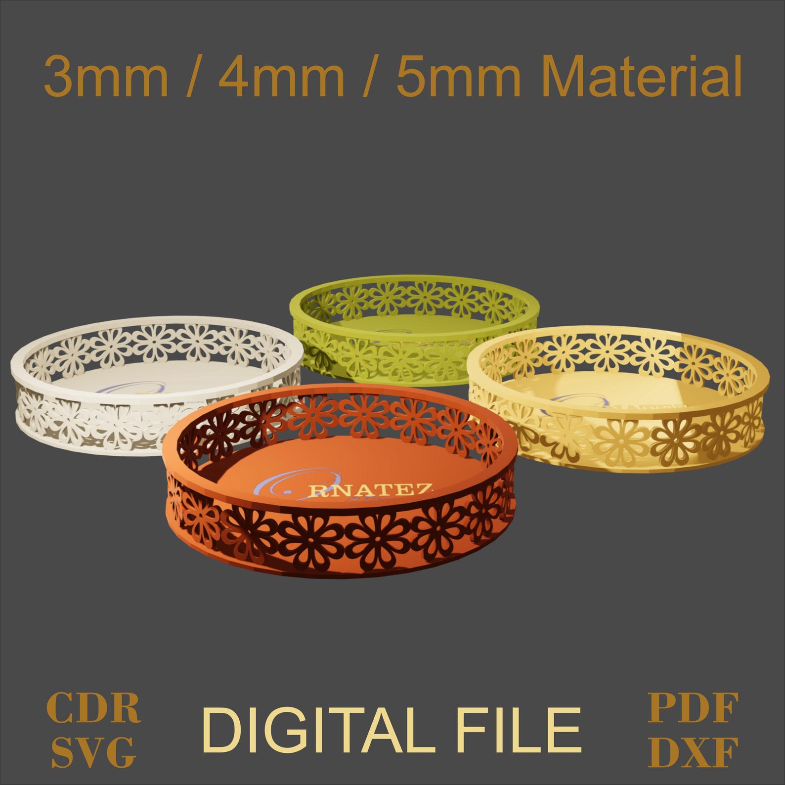 Round Decorative Basket Laser Cut File – Woven Style Fruit Bowl SVG DXF ...