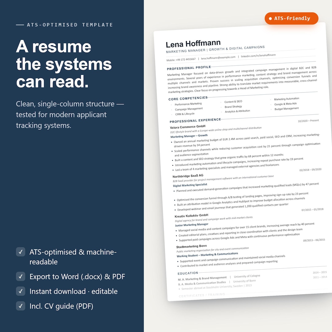 Modern Resume Template Word, ATS Friendly CV, 24 Clean Layouts ...
